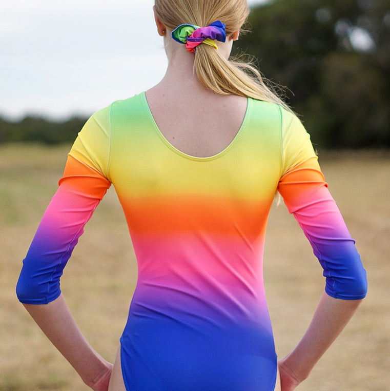 Premium Gymnastics Leotard (long sleeve) RSG-266 Neon Rainbow 3/4 – RS ...